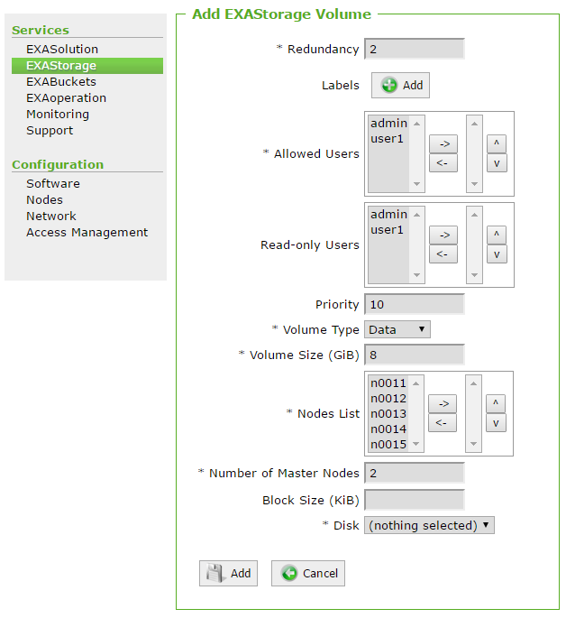 Create Data Volume - Google Cloud | Exasol DB Documentation