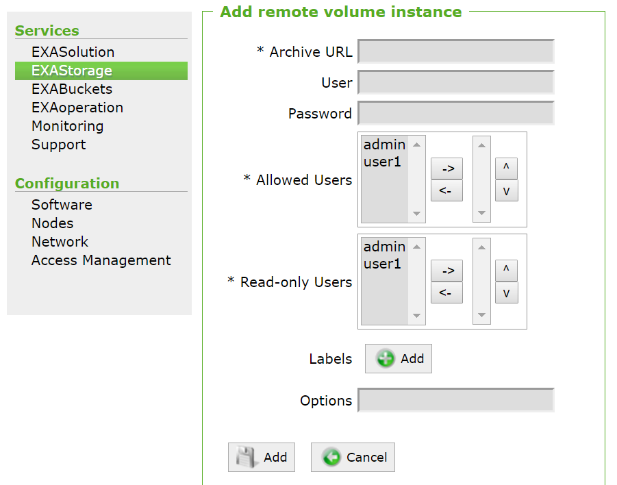 Create Remote Archive Volume - On Premise | Exasol DB Documentation